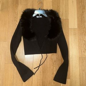 Danielle Guizio | Sweaters | Guizio Faux Fur Black Cardigan | Poshmark